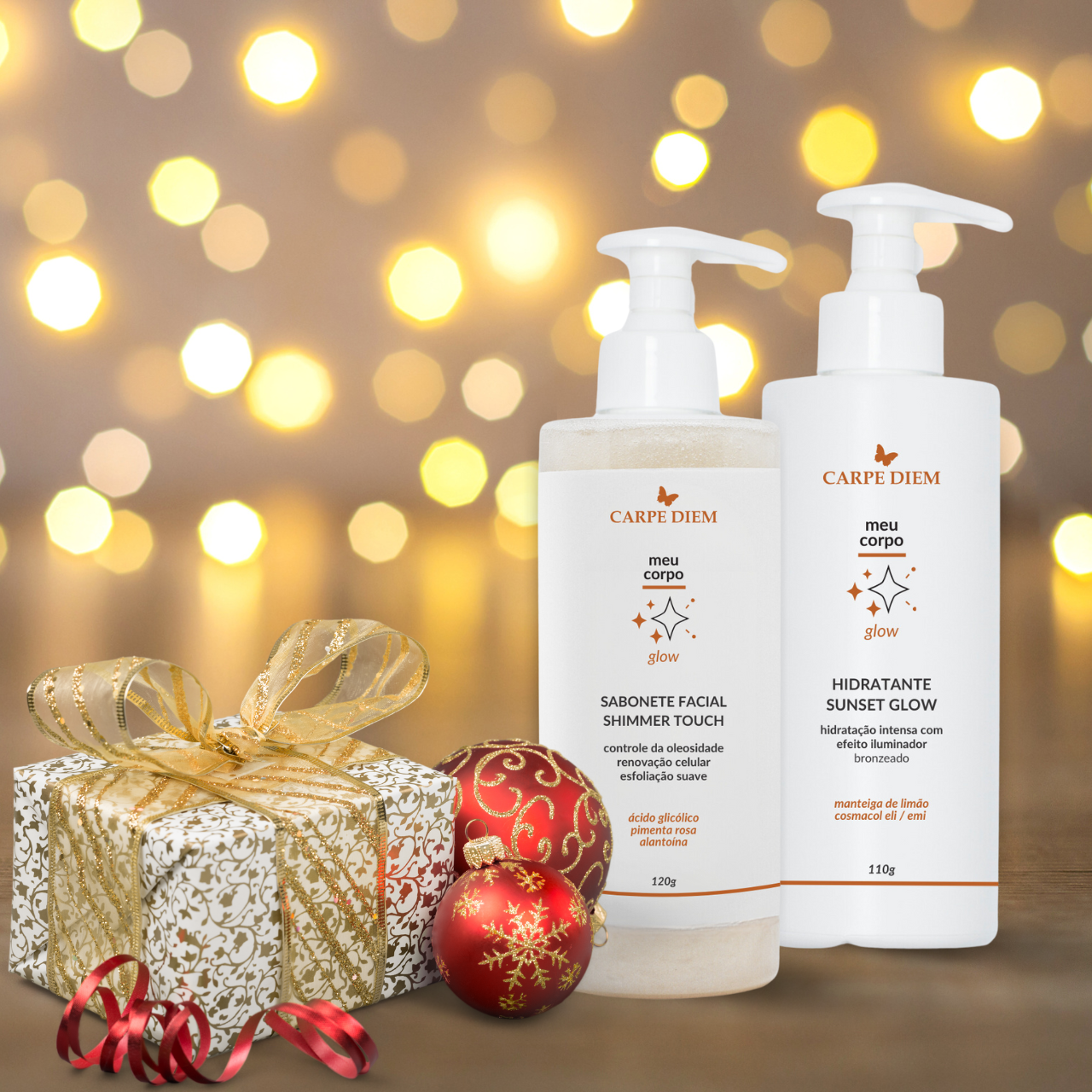KIT SUMMER GLOW - Hidratante Golden Glam e Sabonete Facial Shimmer Tou ...